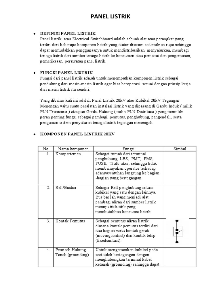 Tugas Komponen Panel 20kv | PDF