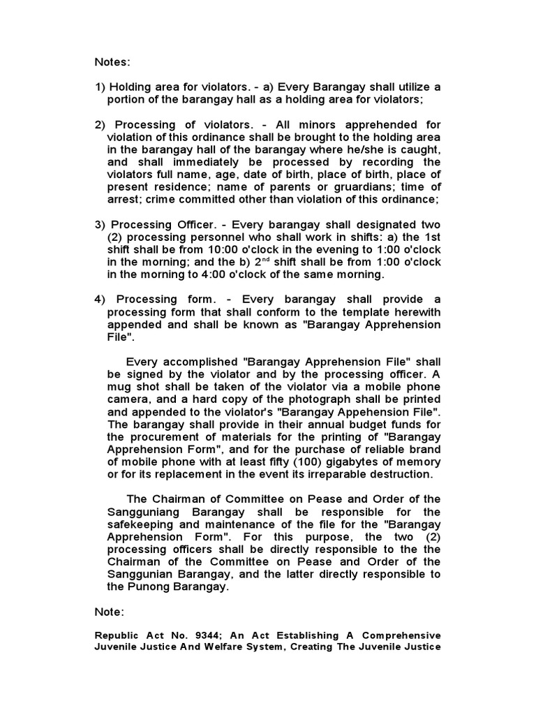 Curfew Ordinance For Minors Below 18 Years Old | PDF | Justice | Crime ...