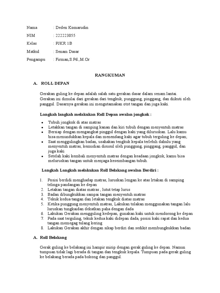 Rangkuman Senam Dasar | PDF