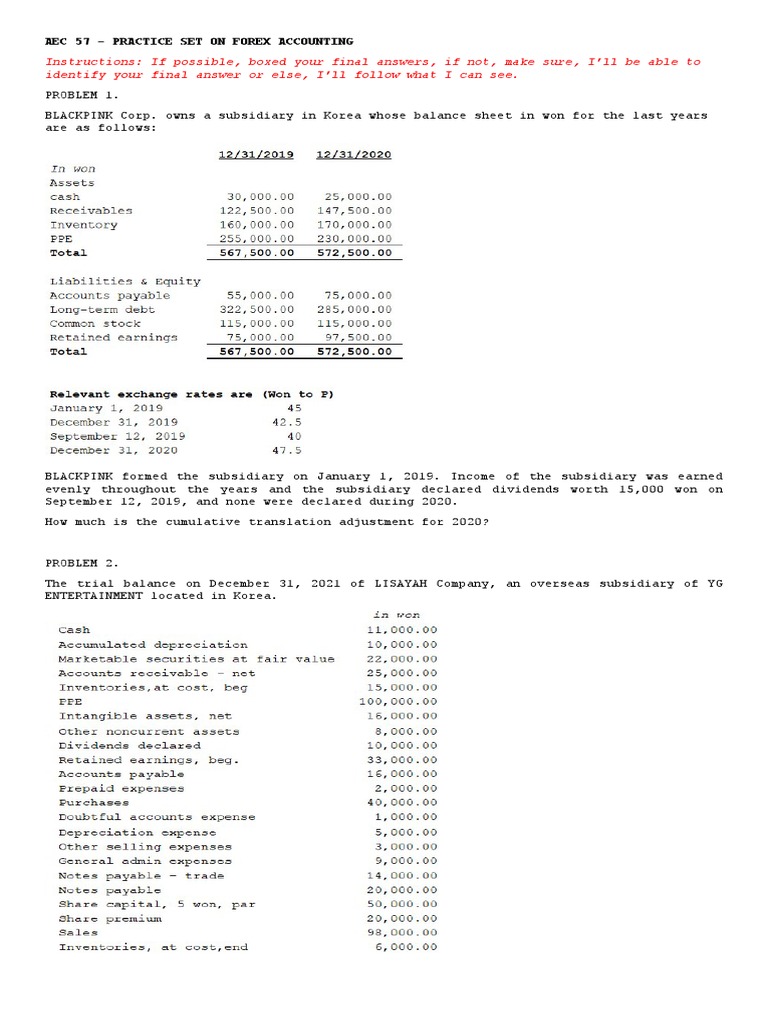 Practice Set - Foreign Exchange - Afar | PDF | Exchange Rate | Dividend