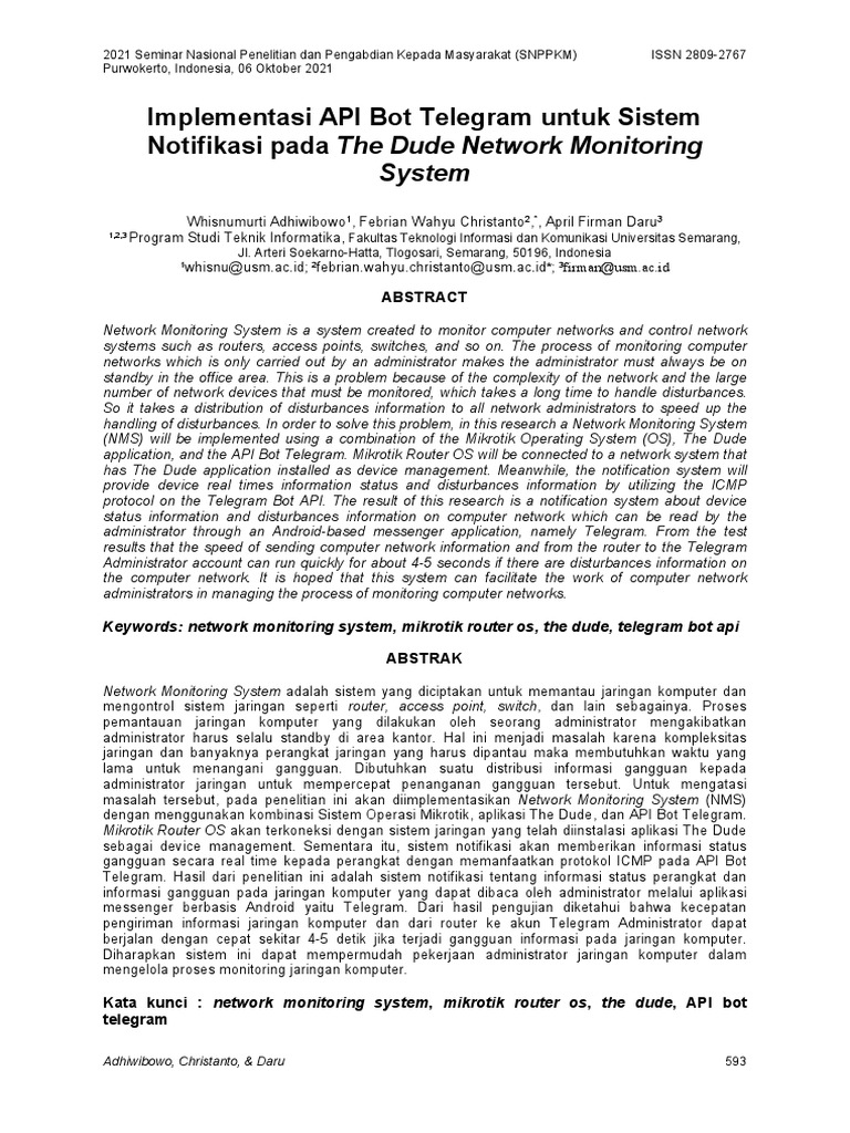 Implementas API Bot Telegram Untuk Sistem Notifikasi Pada The Dude ...