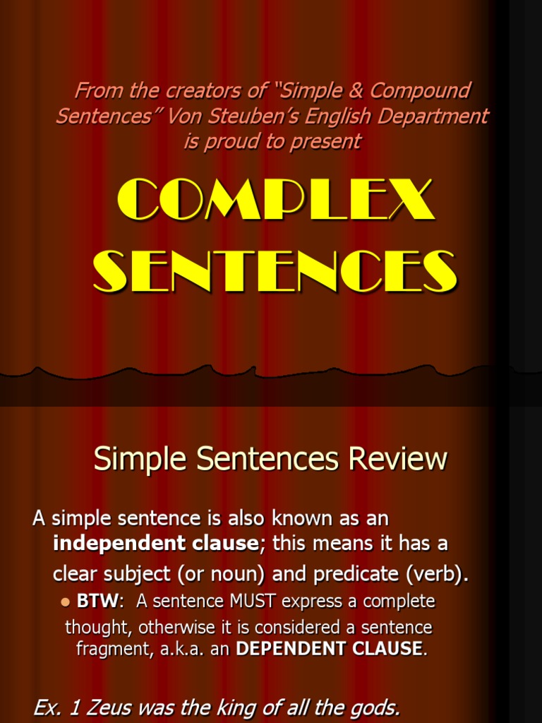 Complex Sentences | PDF | Clause | Sentence (Linguistics)