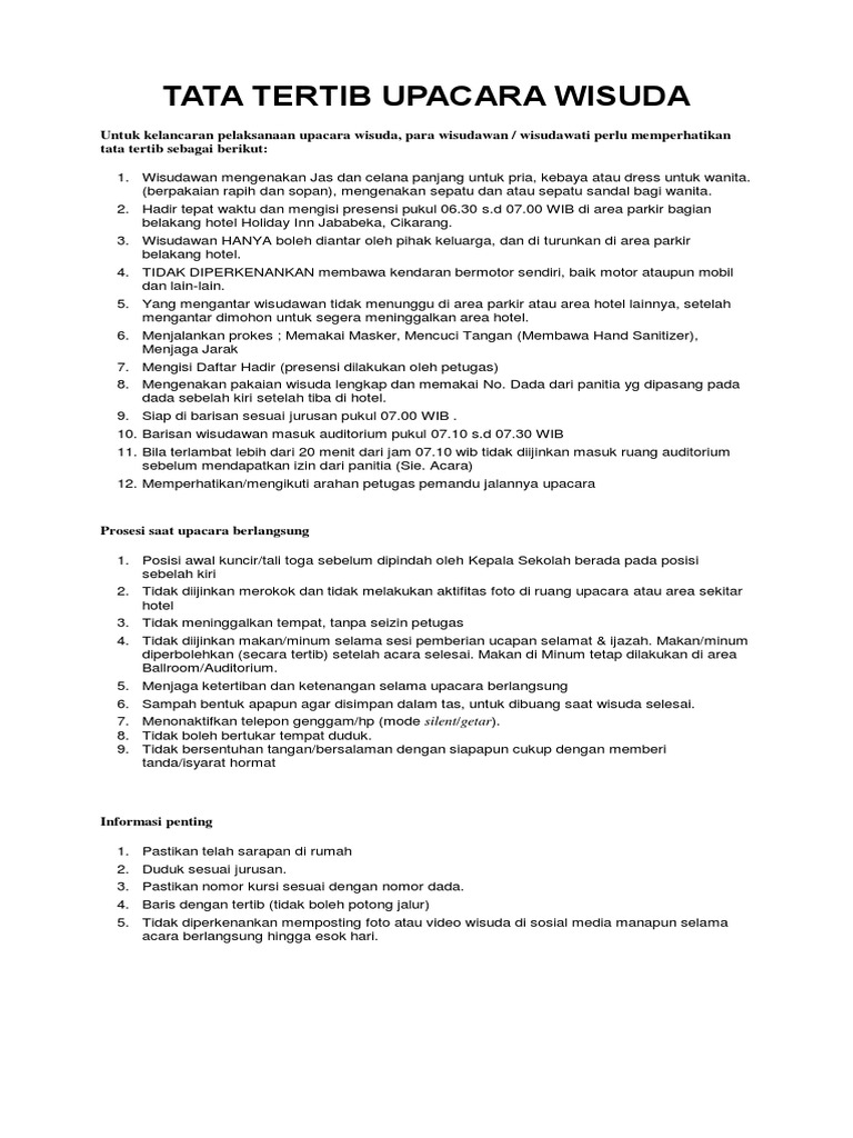 Tata Tertib Upacara Wisuda | PDF | Karier & Perkembangan