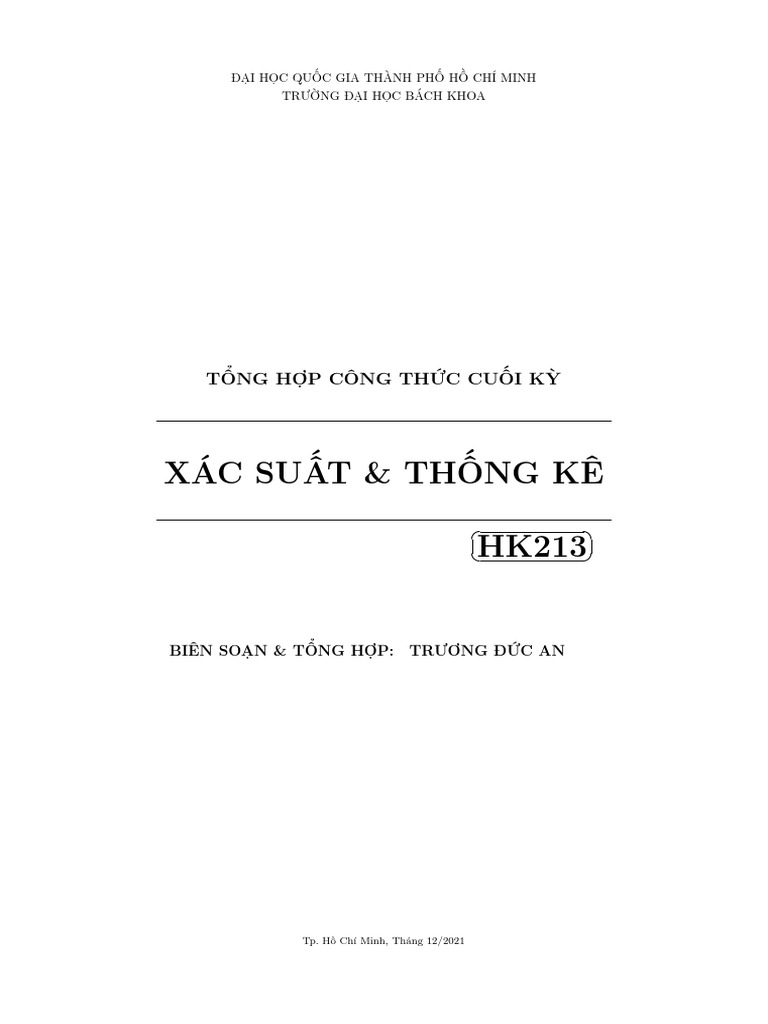 Xác Suất & Thống Kê HK213 | PDF