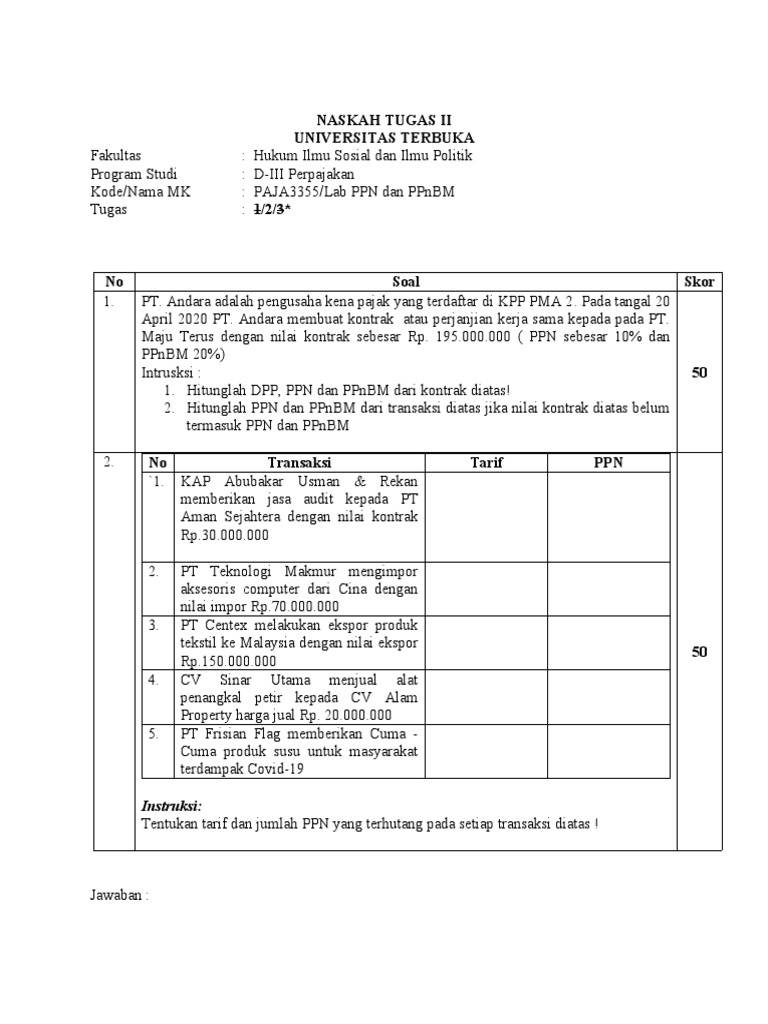Naskah PAJA3355 Tugas2 | PDF | Pengelolaan Keuangan & Uang