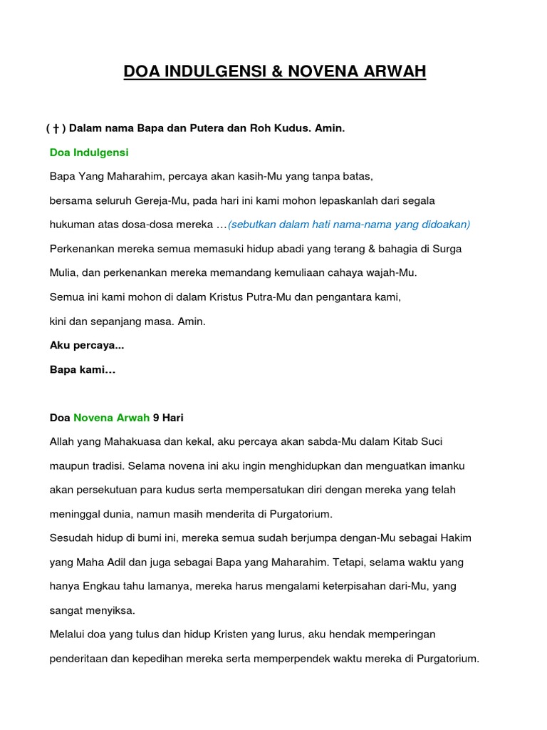 Doa Indulgensi & Novena Arwah | PDF