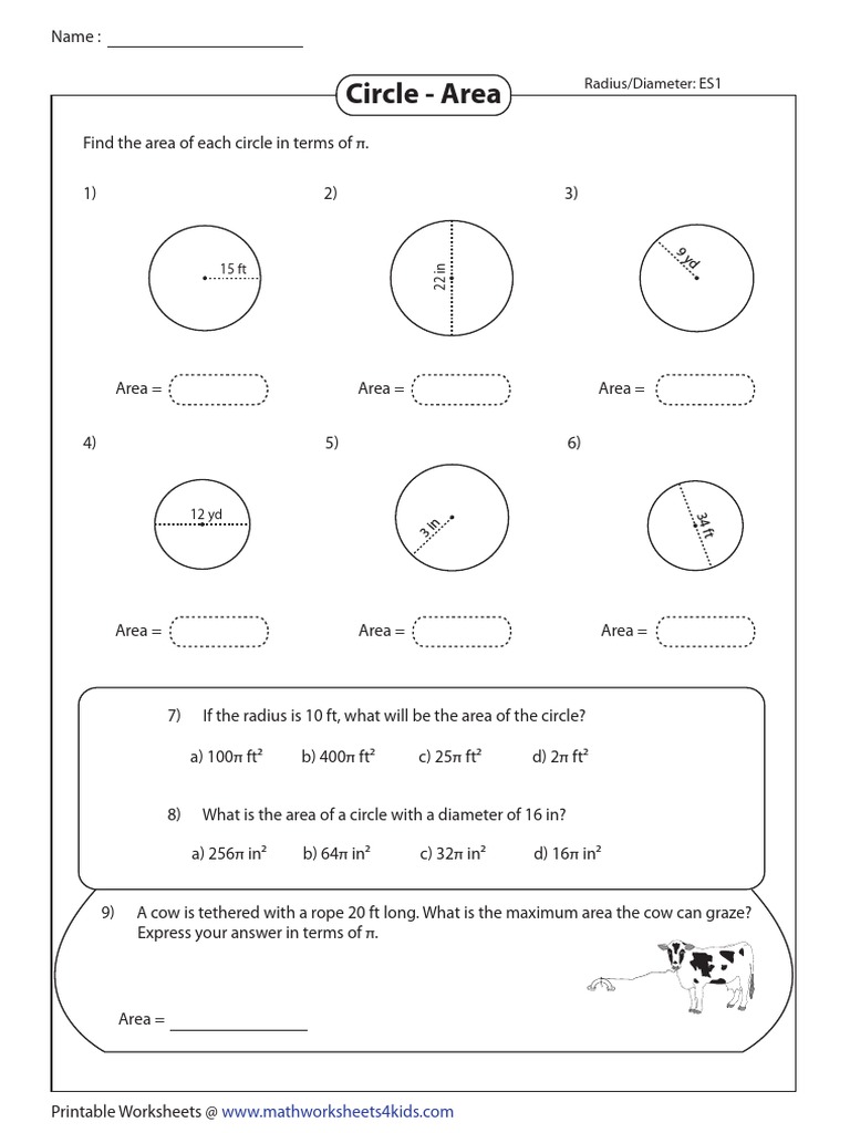Circles Area Mixed Easy 1 | PDF | Geometric Objects | Metrology