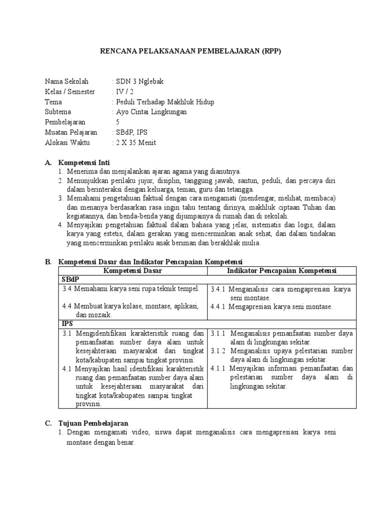 RPP Kelas 4 Tema 3 Subtema 3 PB 5 - Daring Inkuiri | PDF | Kesehatan Holistik | Sains & Matematika