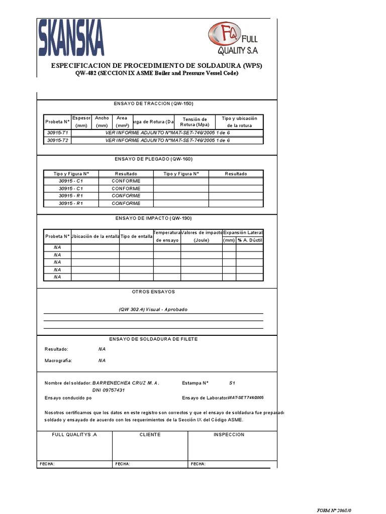 Wps Asme Uni | PDF | Soldadura | Construcción