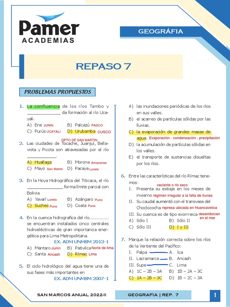 CLAVES Geografia - Repaso 7 | PDF | Río | Perú