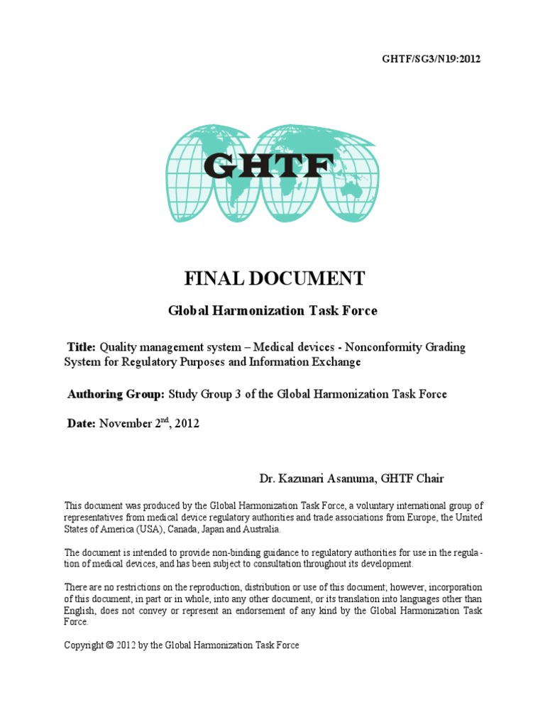 GHTF sg3 n19 2012 Nonconformity Grading 121102 | PDF | Quality ...