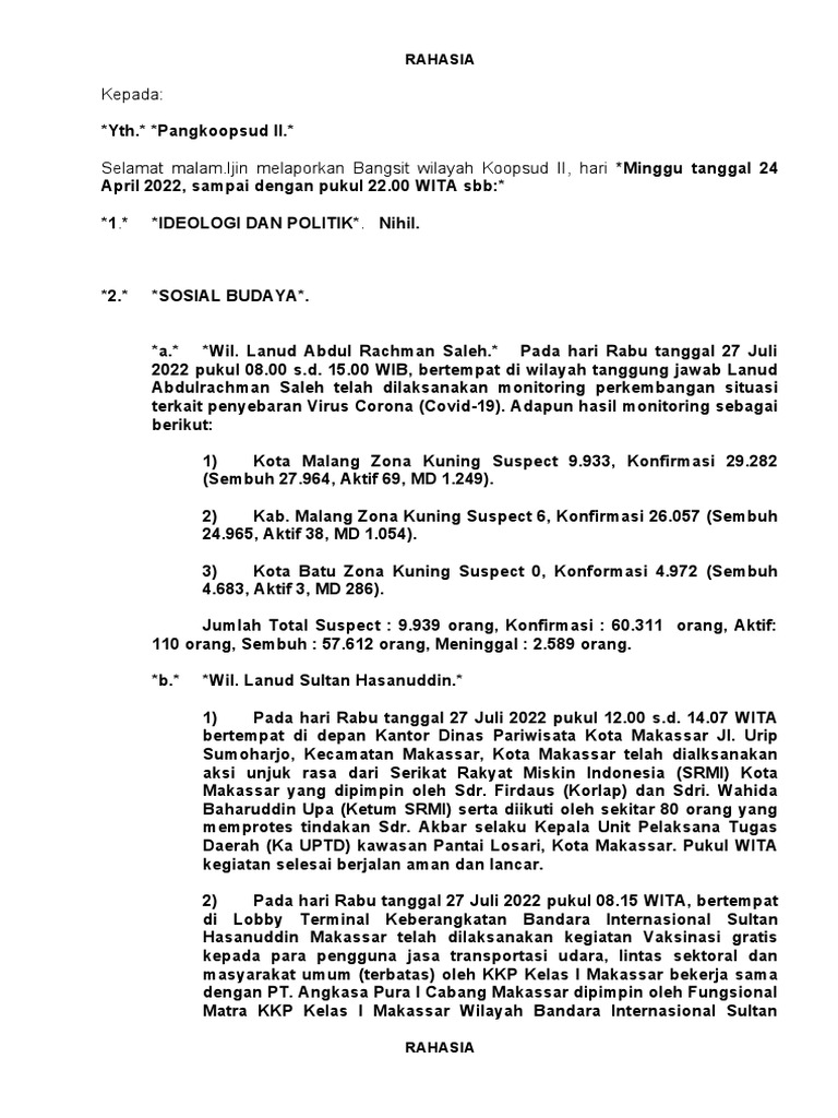 Laporan Kegiatan Koopsud II April 2022 | PDF | Sains & Matematika