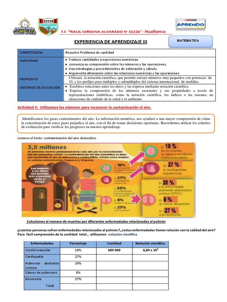 Experiencia de Aprendizaje Iii - Act. 4 | PDF | Contaminación | La contaminación del aire