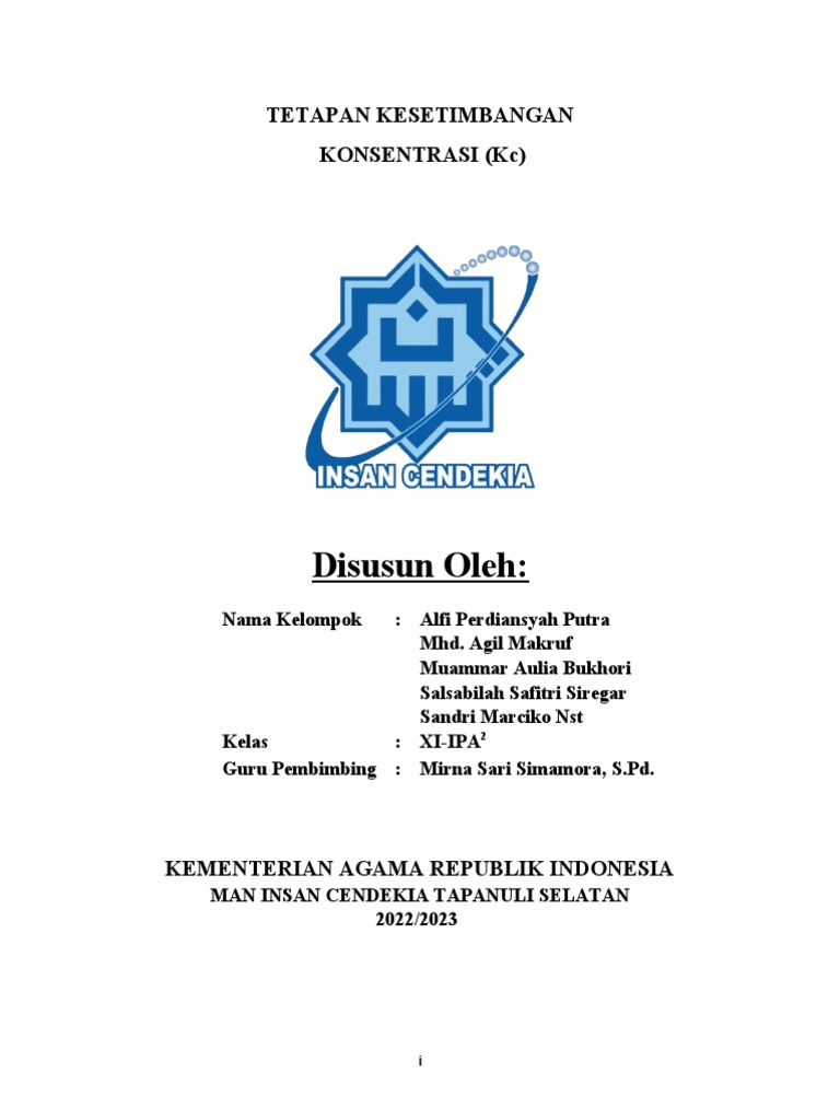 TETAPAN KESETIMBANGAN KONSENTRASI (KC) KELOMPOK 2 | PDF