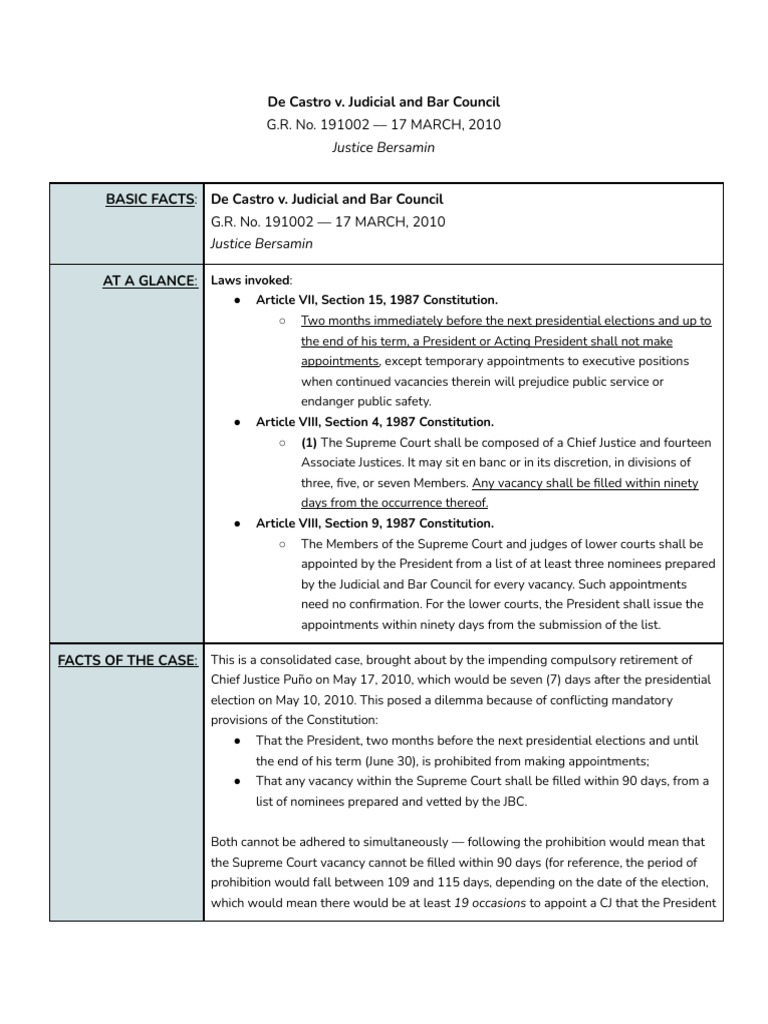 De Castro v. Judicial and Bar Council | PDF | Supreme Court Of The ...