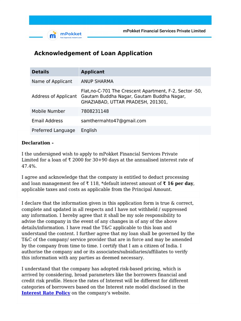 Loan Application Letter MK63626316ID46718930 | PDF | Debt | Loans
