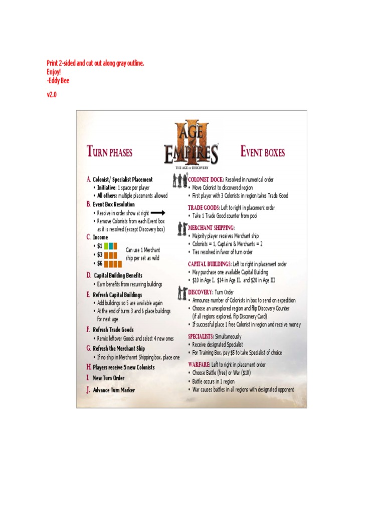 AOE III - Quick Ref v2 (1) .0 | PDF