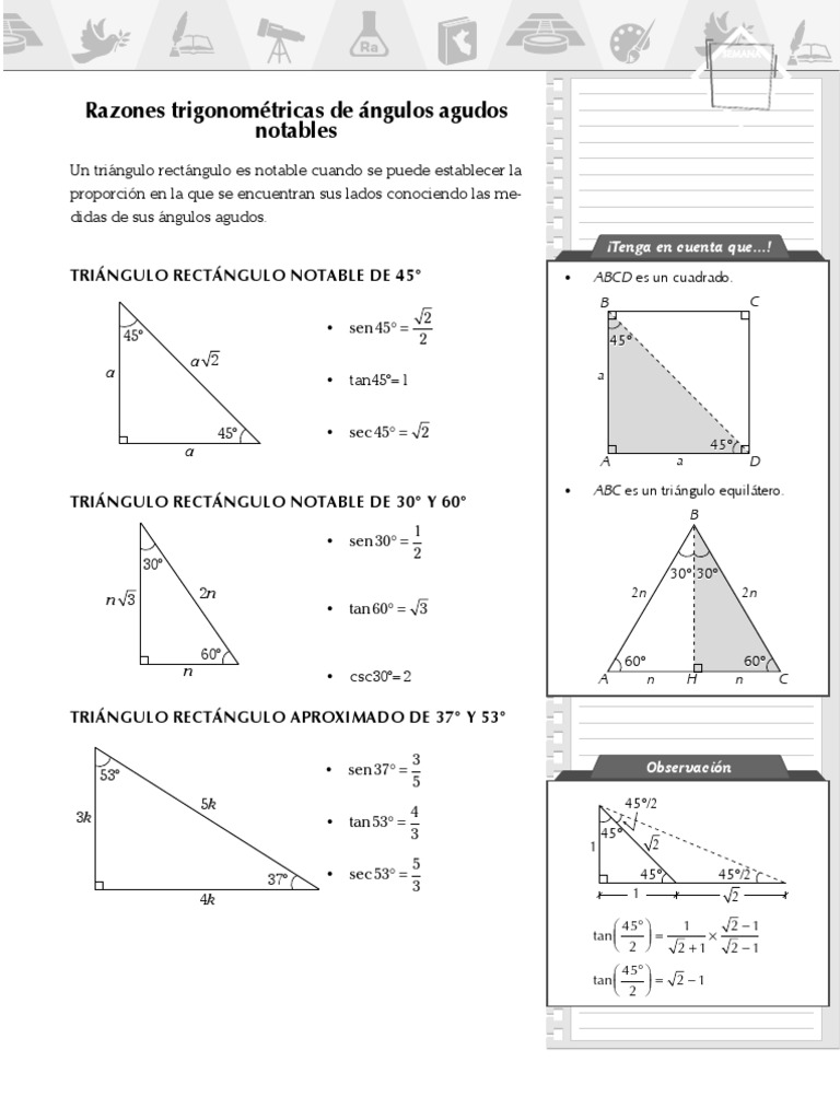 Triángulos Notables | PDF | Triángulo | Geometría Elemental