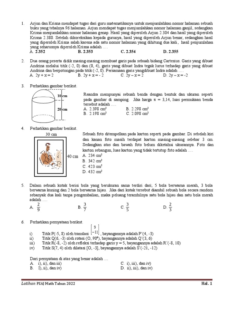 Soal Latihan PSAJ | PDF