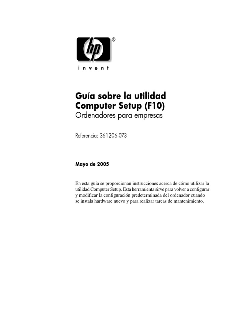 Tutorial Guia La 2. - Utilidad Computer Setup (F10) | PDF | Disco ...