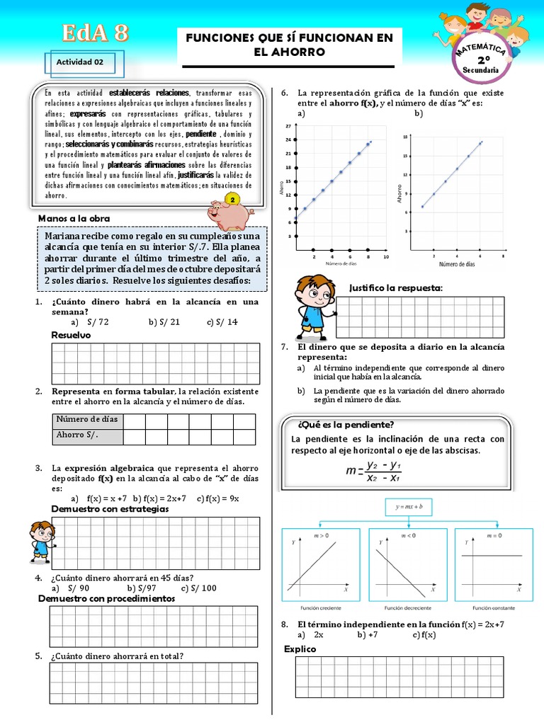 2° - EdA 08 - ACTI 02 - FUNCIONES | PDF | Función (Matemáticas) | Pendiente