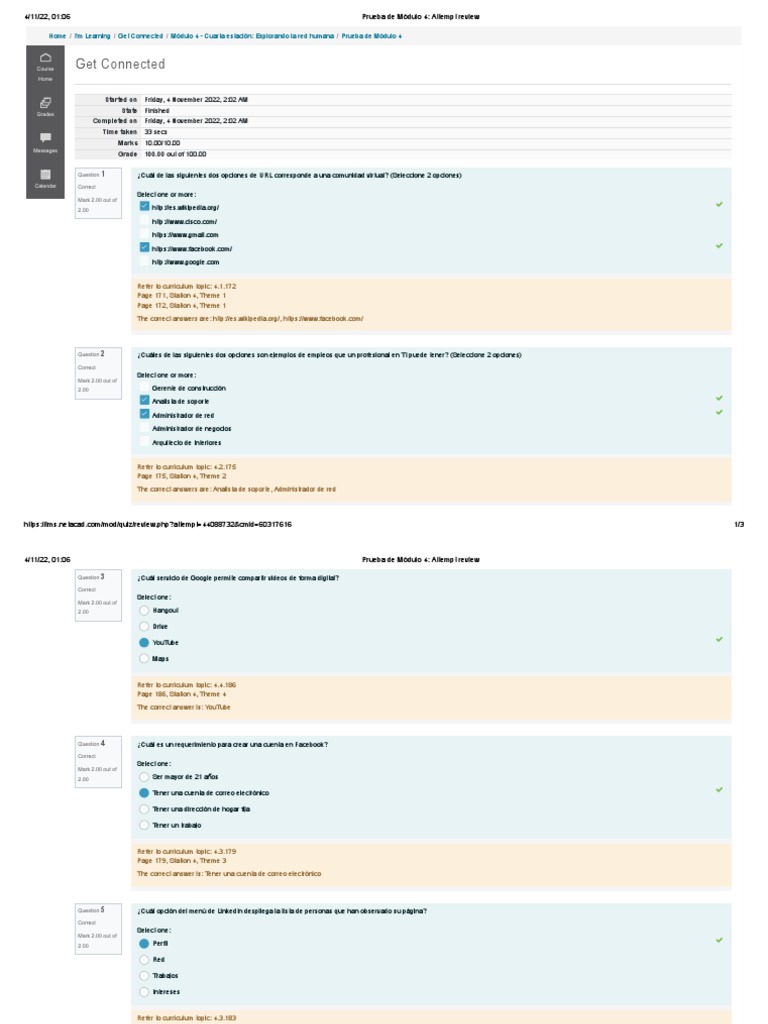 Prueba de Módulo 4 - Attempt Review | PDF