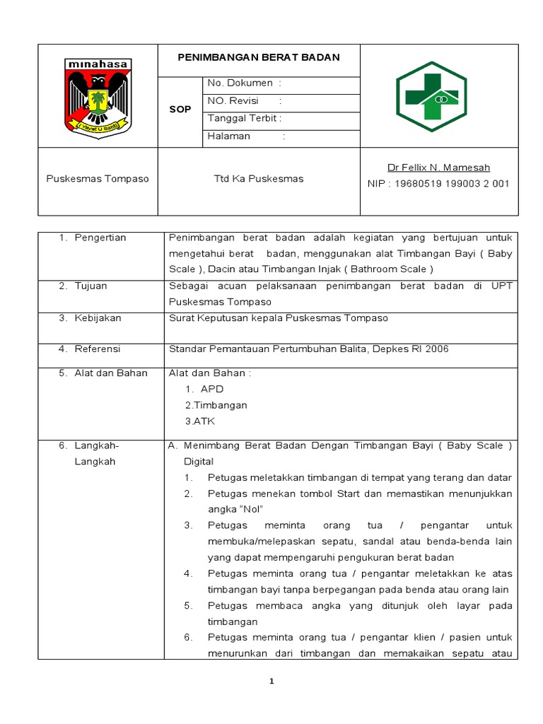 Sop Penimbangan Berat Badan | PDF
