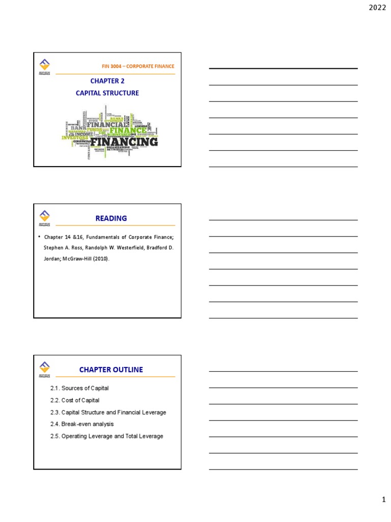 Chapter 2 - Capital Structure | PDF | Cost Of Capital | Capital Structure
