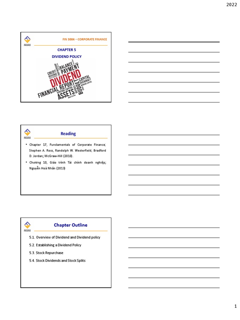 Chapter 5 - Dividend Policy | PDF | Dividend | Stocks