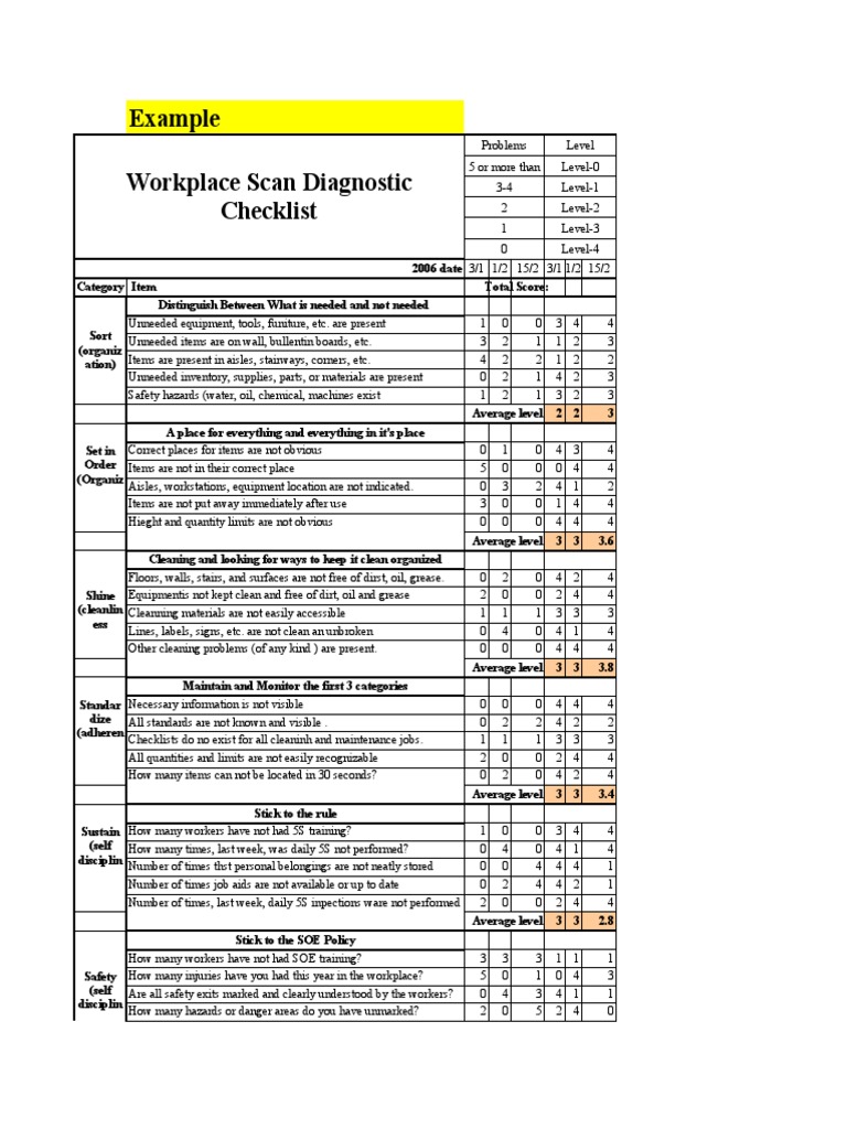 6S Scan Diagnostic Sheet-Example | PDF | Safety