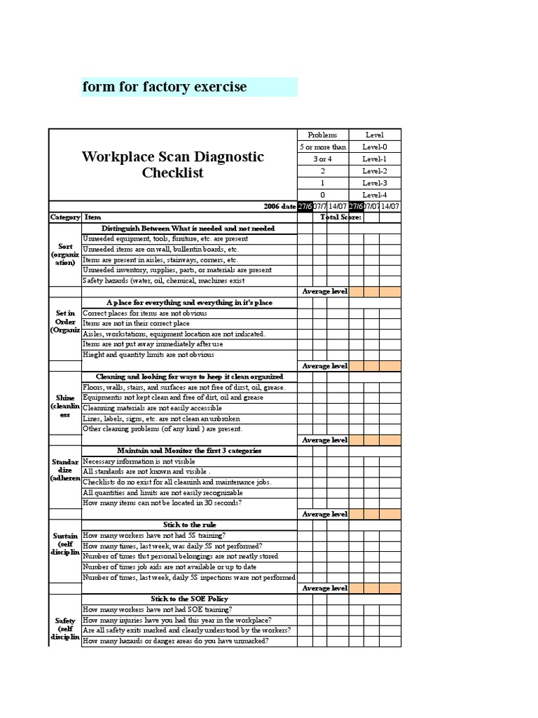 6S Scan Diagnostic Sheet-Print For Exercise | PDF | Safety | Business
