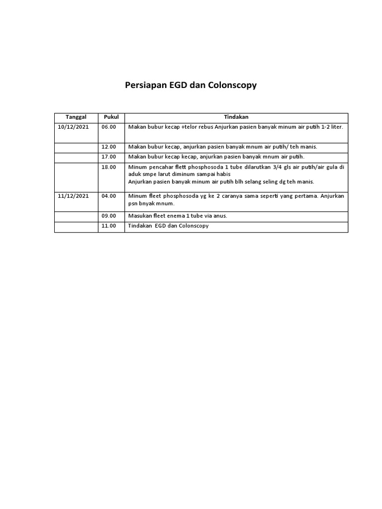 Persiapan EGD Dan Colons | PDF