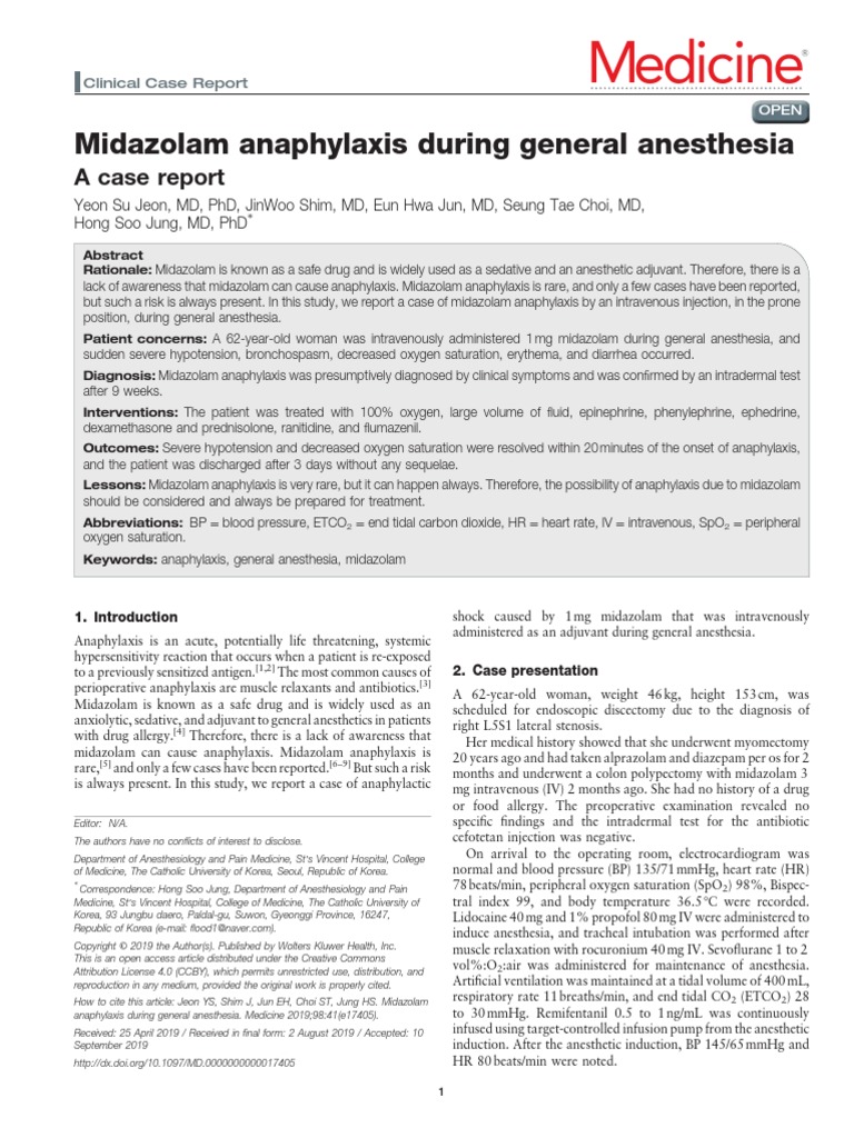 Anafilaxia Midazolam | PDF | Anesthesia | Midazolam