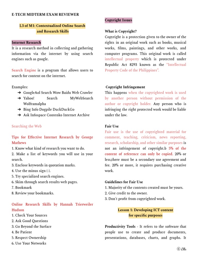 E Tech Midterm Exam Reviewer | PDF | Hyperlink | Spreadsheet