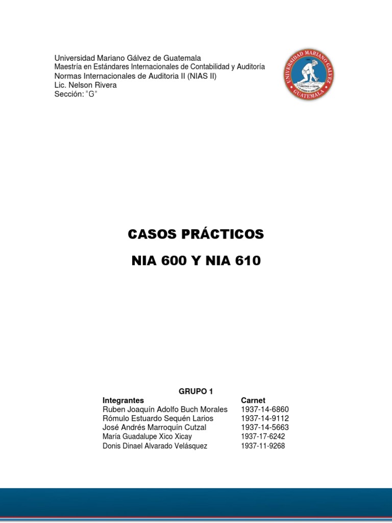 Grupo 1 - Casos Prácticos NIA 600 y NIA 610 | PDF | Auditoría | normas ...