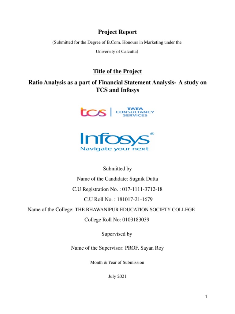 Ratio Analysis As A Part of Financial Statement Analysis A Study On TCS and Infosys PDF | PDF ...