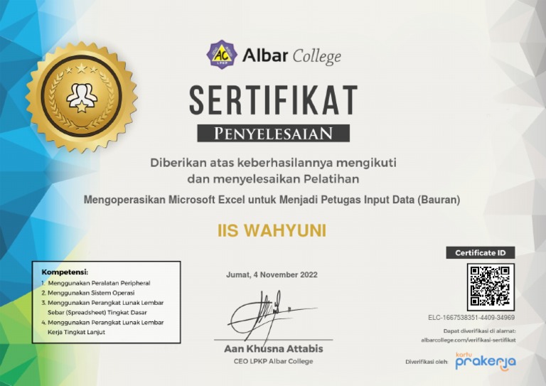 IIS WAHYUNI Mengoperasikan Microsoft Excel Untuk Menjadi Petugas Input ...