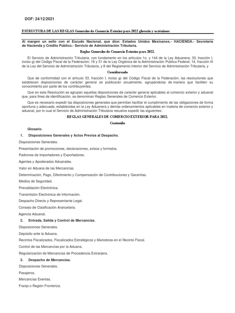 Estructura de Las Rgce 2022 Glosario y Acronimos | PDF | aduana | El ...