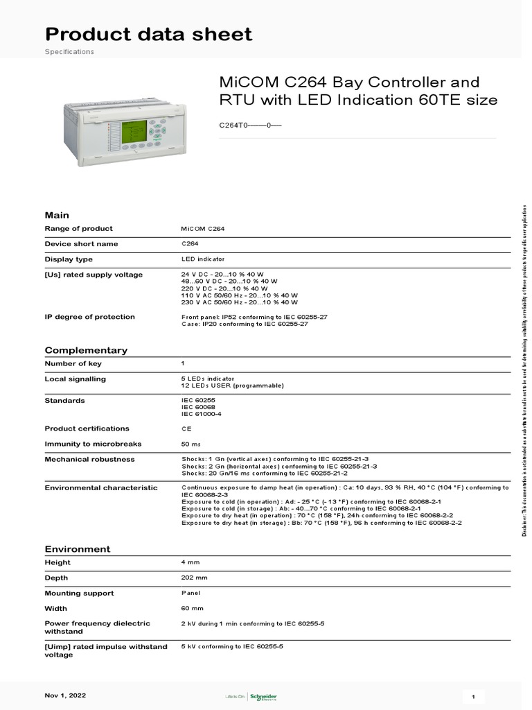 MiCOM C264 - C264T0 - 0 | PDF | Alternating Current | Power (Physics)