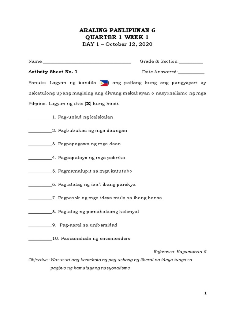 Aral-Pan6 Q1 AS | PDF