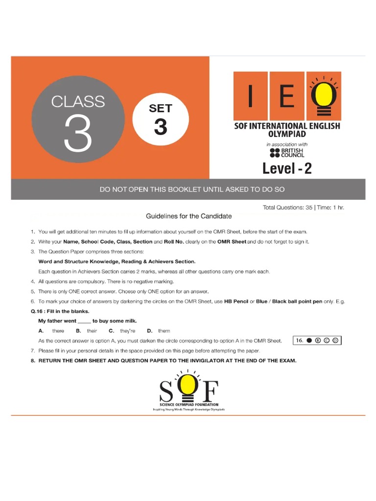 IEO Class3 Set3 Level2 | PDF
