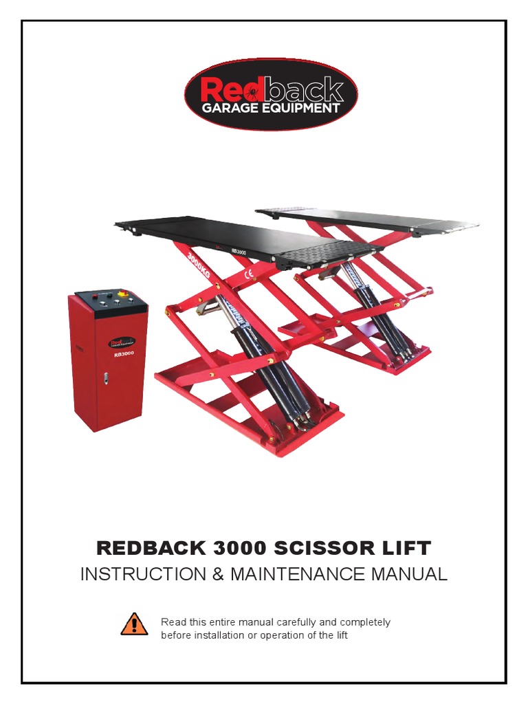 RB3000 Scissor Lift Manual | PDF | Elevator | Valve