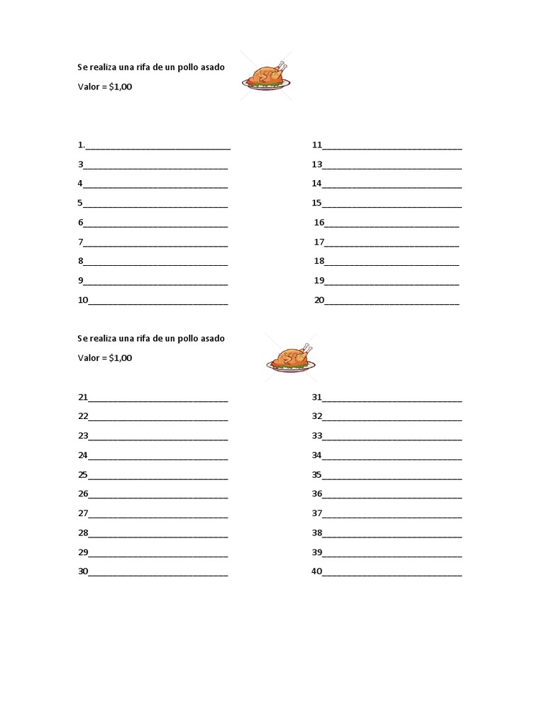 Se Realiza Una Rifa de Un Pollo Asado | PDF