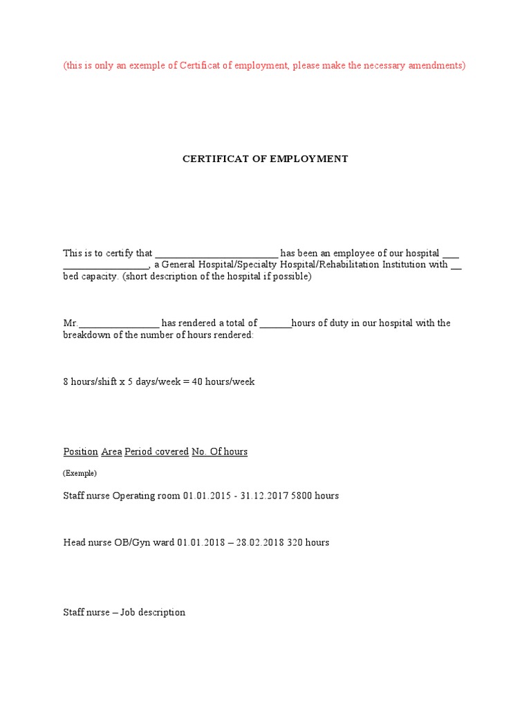 COE Example Experience Sertificate | PDF