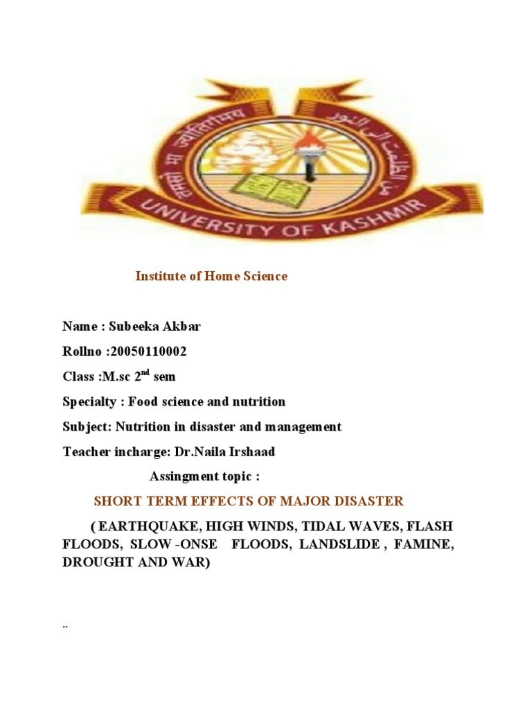 Short-Term Effects of Major Disasters | PDF | Flood | Tsunami