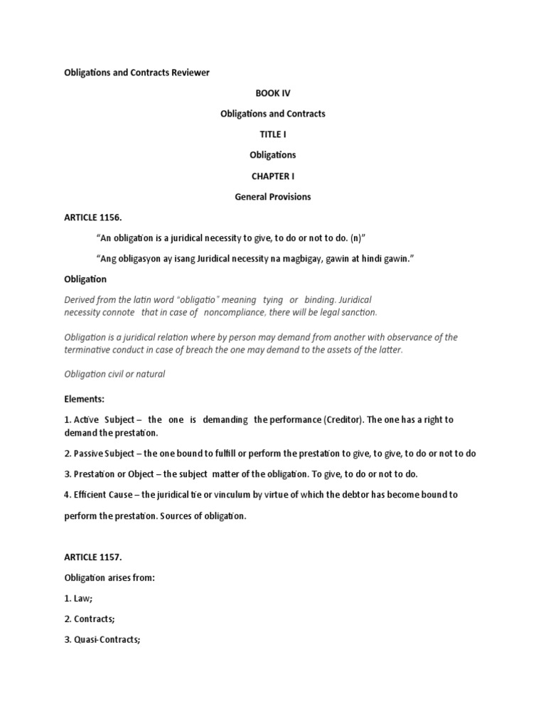Obligations and Contracts Reviewer | PDF | Usury | Legal Remedy