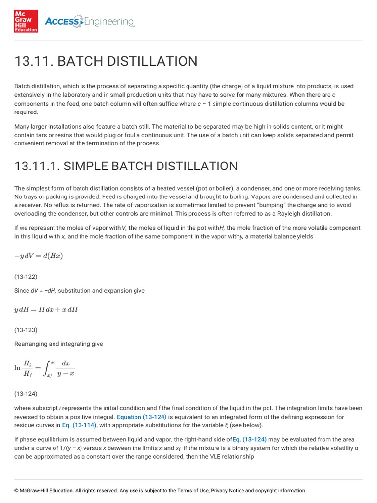 Batch Distillation | PDF | Distillation | Chemistry