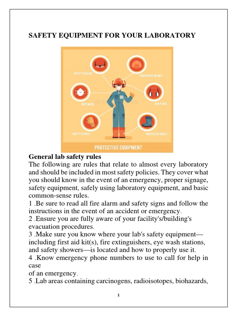 Safety Equipment For Your Laboratory Pdf Laboratories