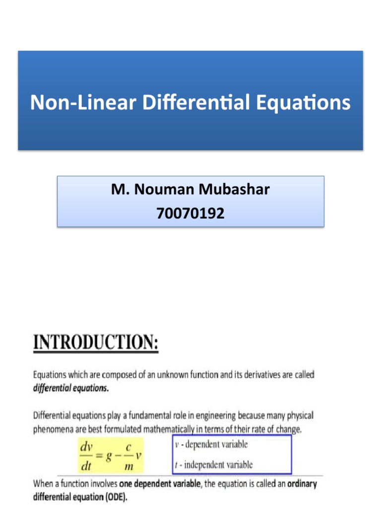 Non-Linear Differential Equations | PDF