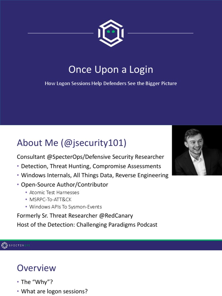Once Upon A Logon - How Logon Sessions Help Defenders See The Bigger Picture, Jonathan Johnson ...